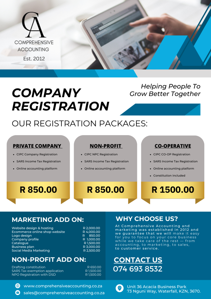 Non-profit Company Registration with CIPC (NPC) - Comprehensive Accounting
